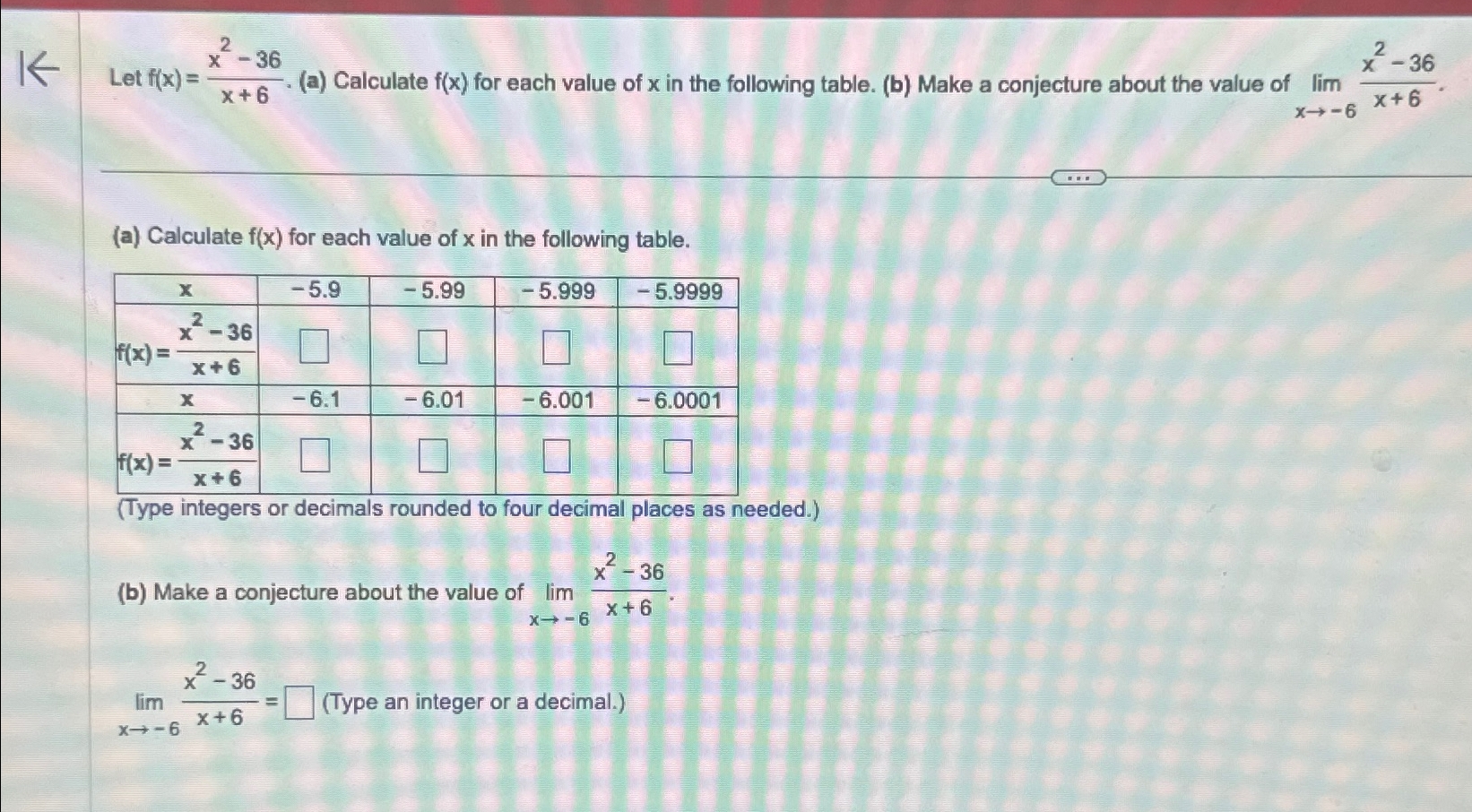 Solved Let f(x)=x2-36x+6 (a) ﻿Calculate f(x) ﻿for each value | Chegg.com