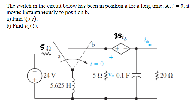 Solved The switch in the circuit below has been in position | Chegg.com
