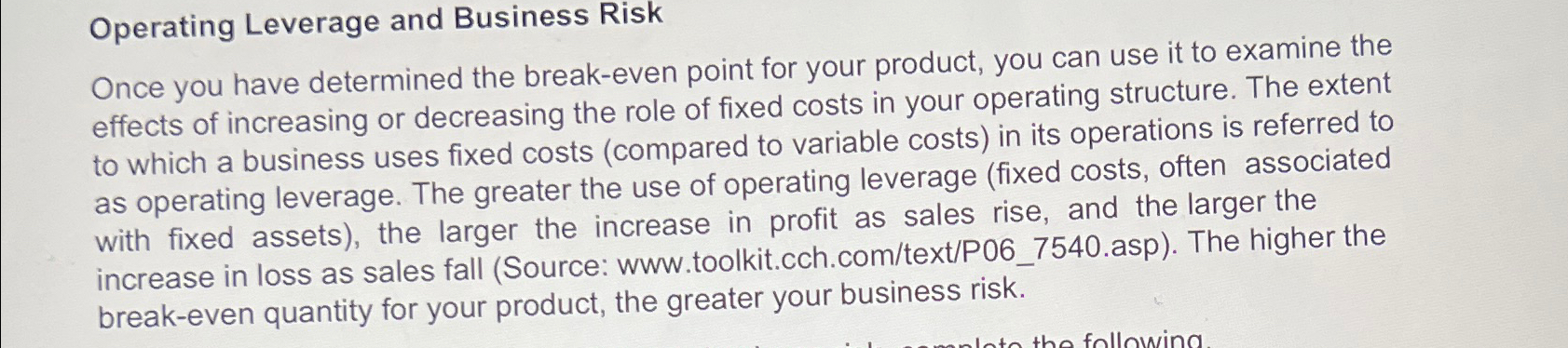 Solved Operating Leverage and Business RiskOnce you have | Chegg.com