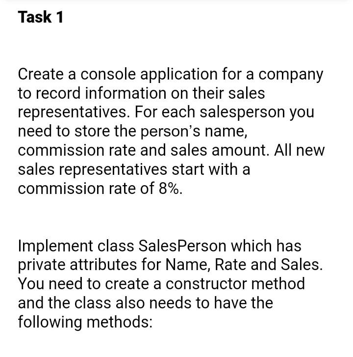 Solved Create a console application for a company to record | Chegg.com