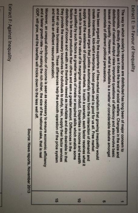 Extract E: In Favour of Inequality 10 The way in | Chegg.com
