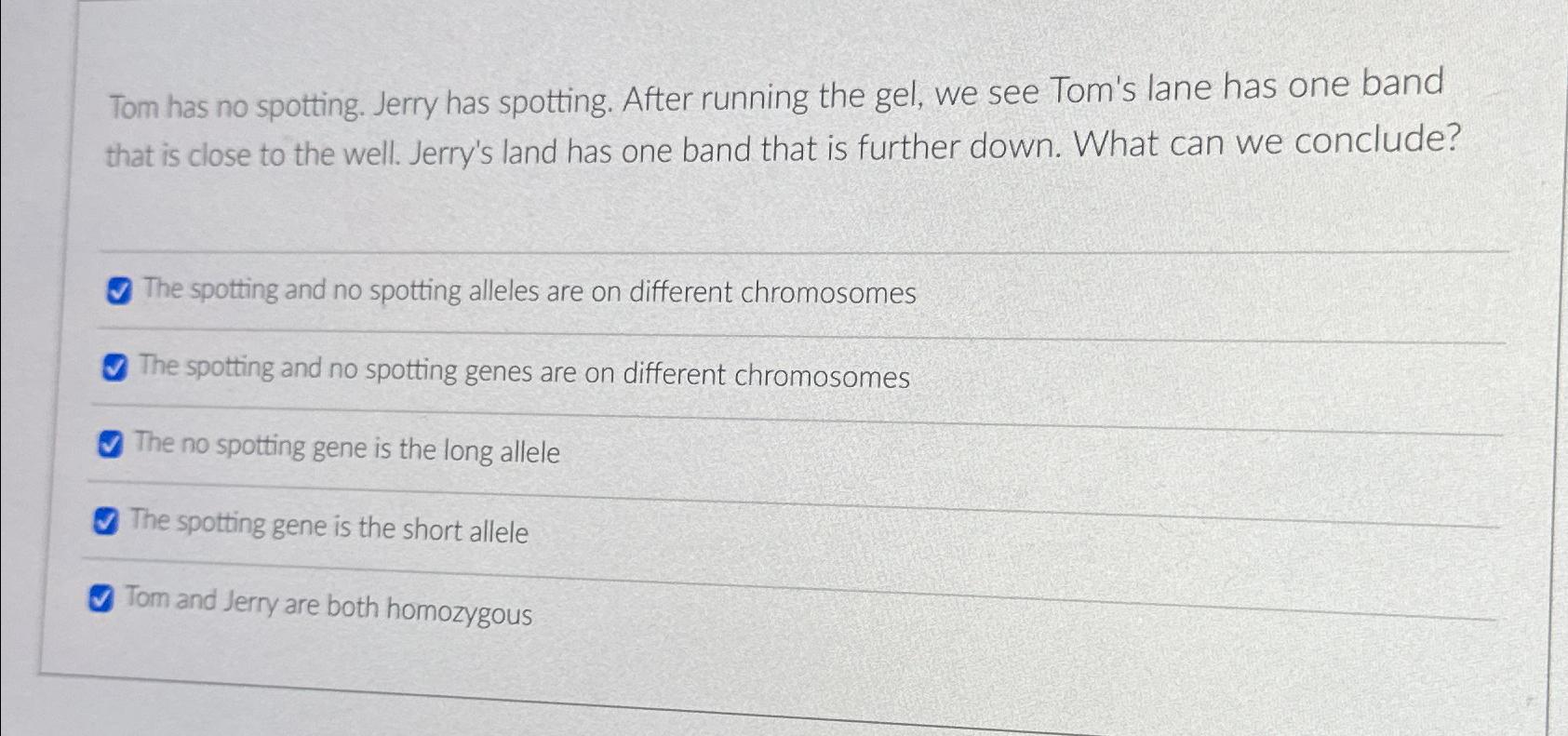 Solved Tom has no spotting. Jerry has spotting. After | Chegg.com