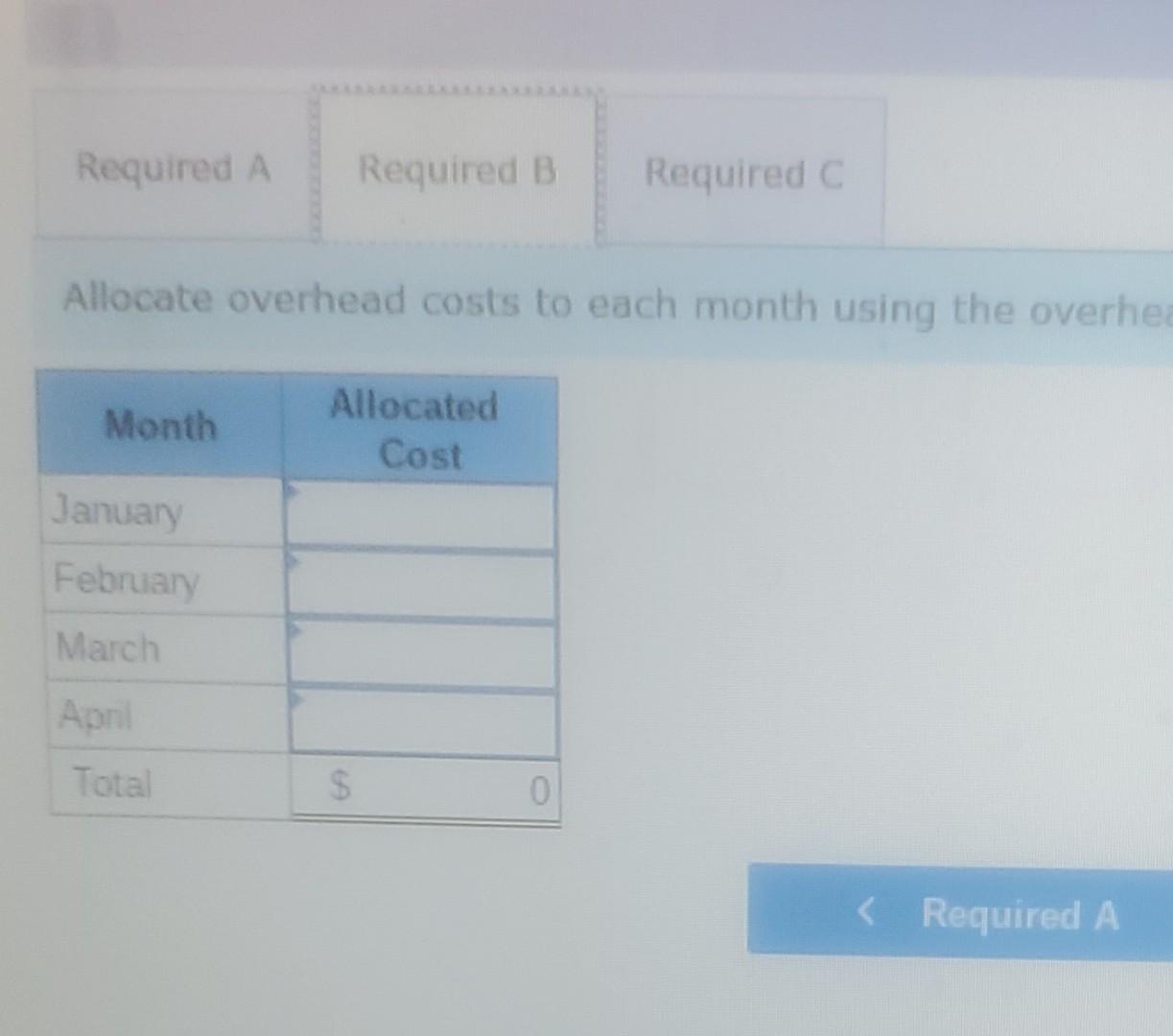 Solved Allocate overhead costs to each month using the | Chegg.com