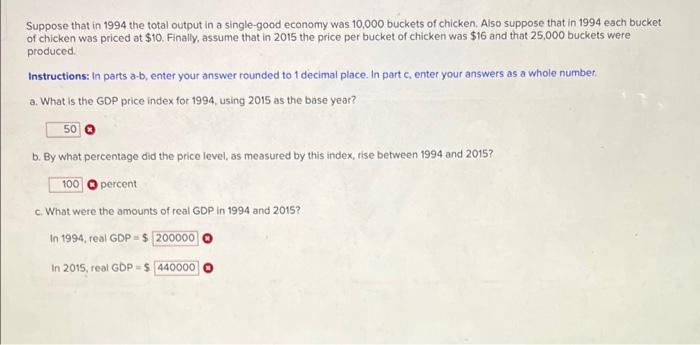 Solved Suppose that in 1994 the total output in a | Chegg.com