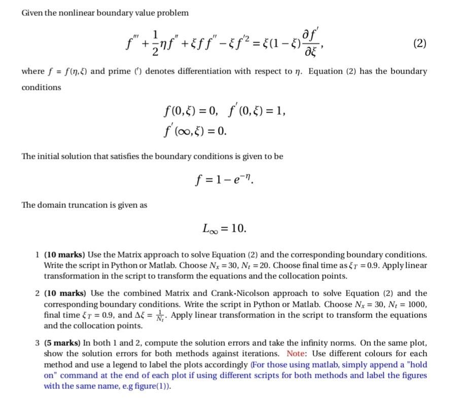 Given the nonlinear boundary value problem | Chegg.com
