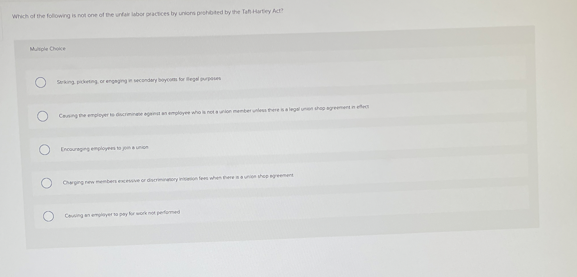 Solved Which of the following is not one of the unfair labor | Chegg.com