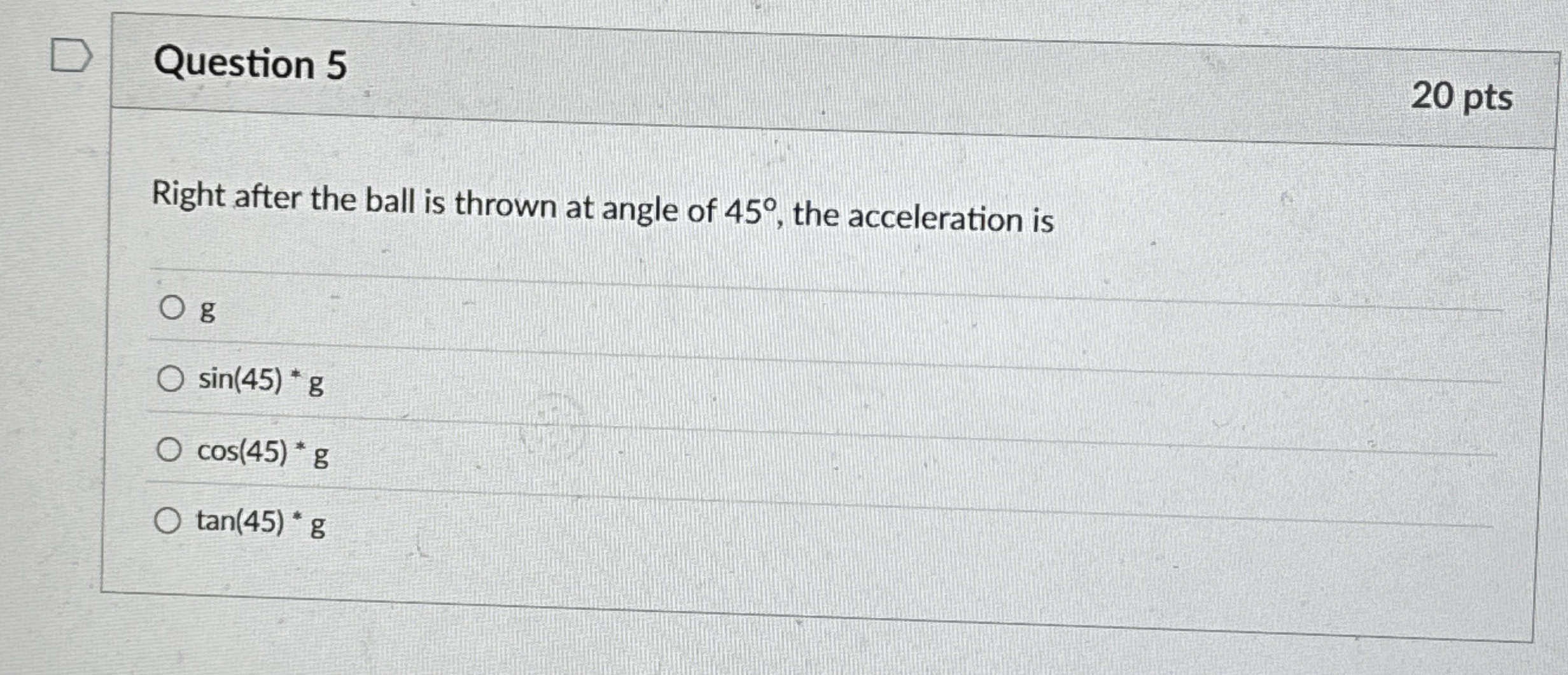 Solved Question 520 ﻿ptsRight after the ball is thrown at | Chegg.com