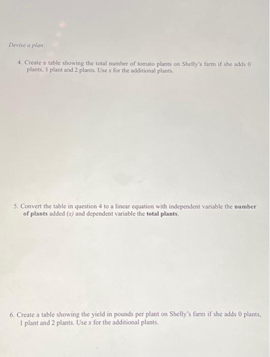 Solved 4. Create a table showing the total number of tomato | Chegg.com