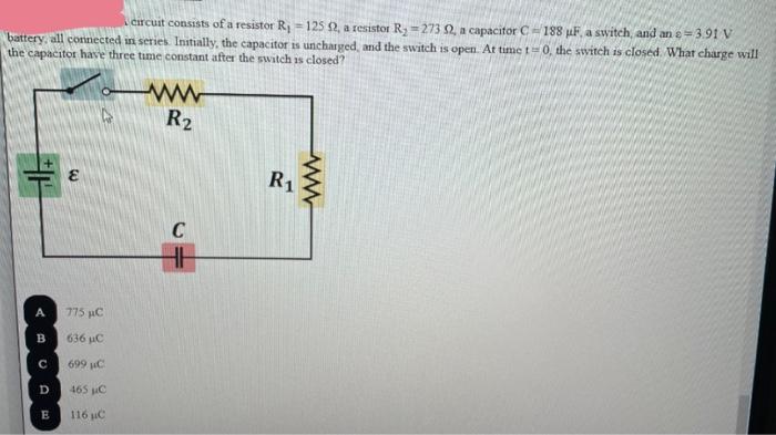 Solved circuit consists of a resistor R₁ = 125 Q2, a | Chegg.com