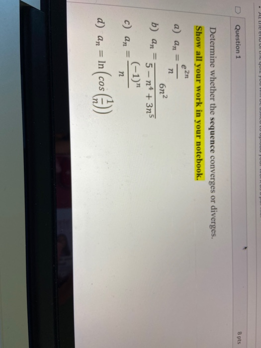 Solved Alle er U LULU Question 1 8 pts Determine whether the | Chegg.com