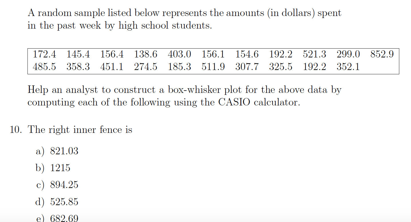 Solved A random sample listed below represents the amounts | Chegg.com