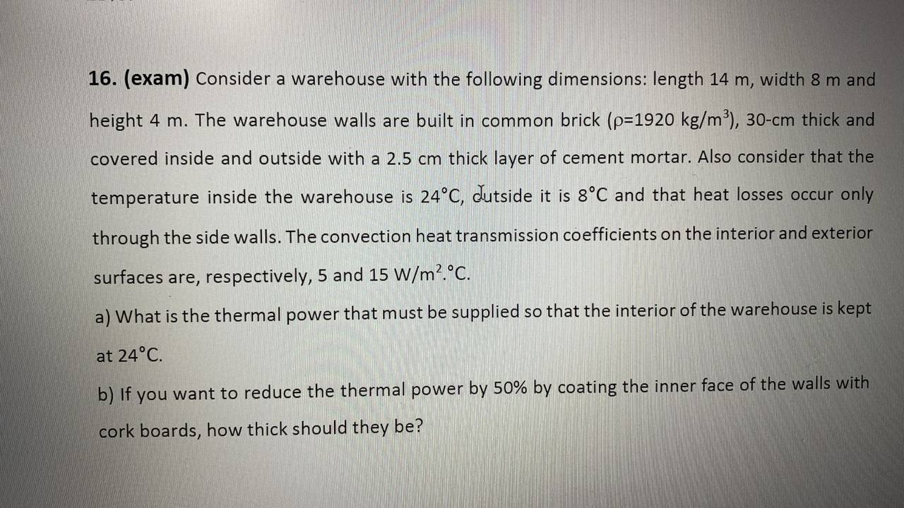 Solved (exam) ﻿Consider a warehouse with the following | Chegg.com