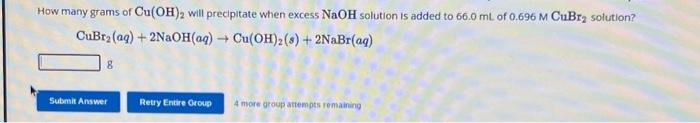 Solved How many grams of Cu(OH)2 will precipitate when | Chegg.com
