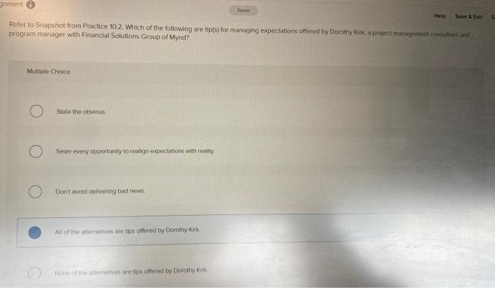Solved Anment Soved Help Save & Exit Refer to Snapshot from | Chegg.com