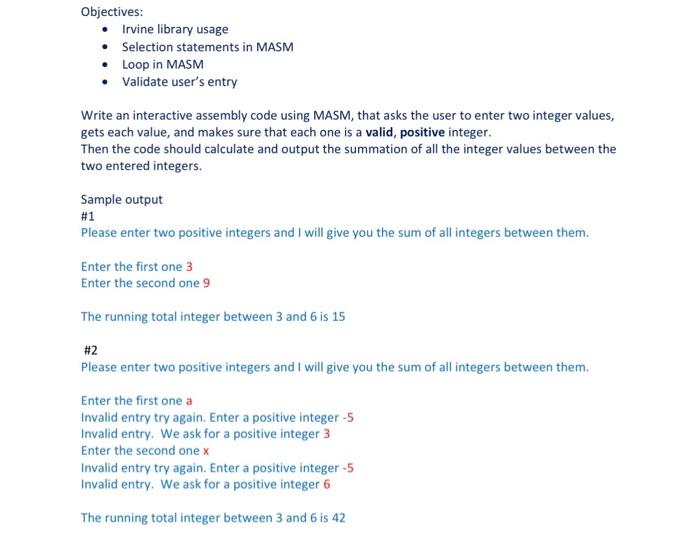 Solved - Selection statements in MASM - Loop in MASM - | Chegg.com