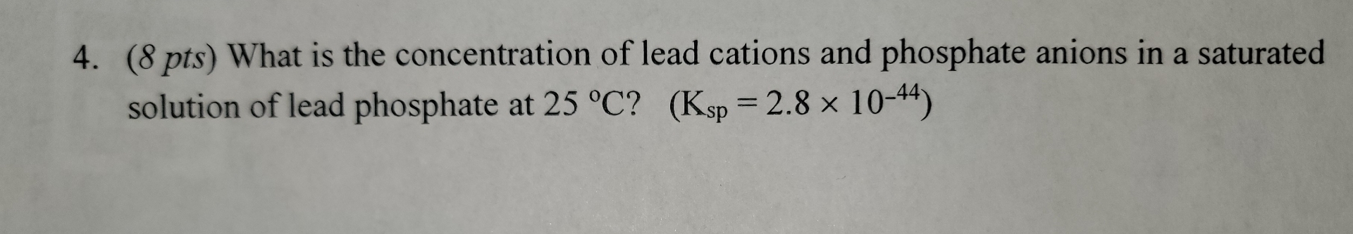 Solved (8 ﻿pts) ﻿What is the concentration of lead cations | Chegg.com
