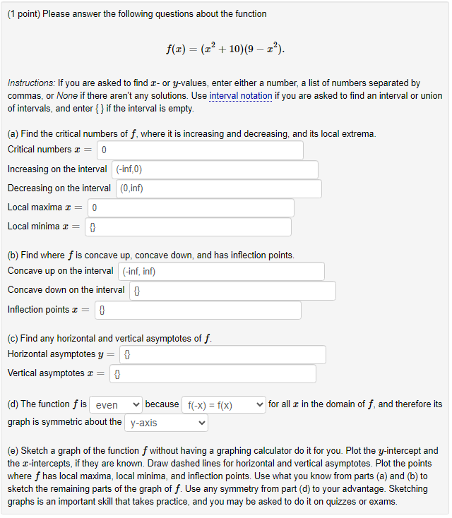 Solved (1 ﻿point) ﻿Please answer the following questions | Chegg.com