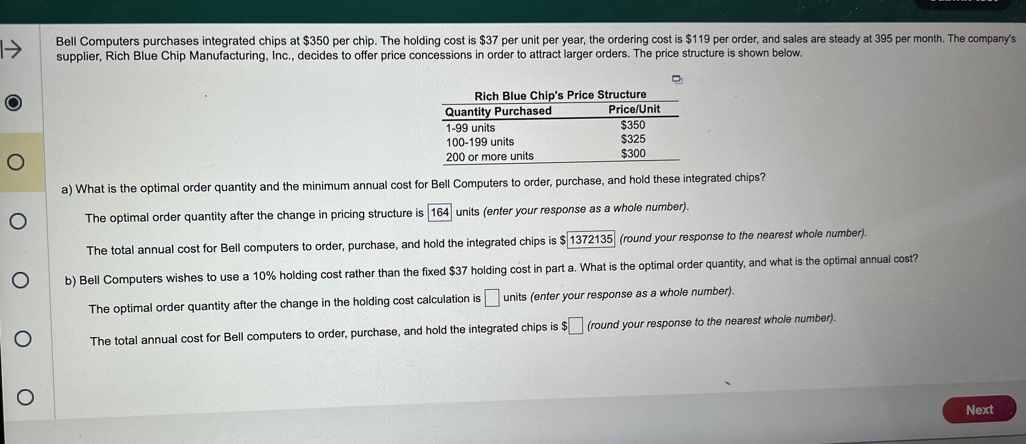 Solved Bell Computers purchases integrated chips at $350 | Chegg.com