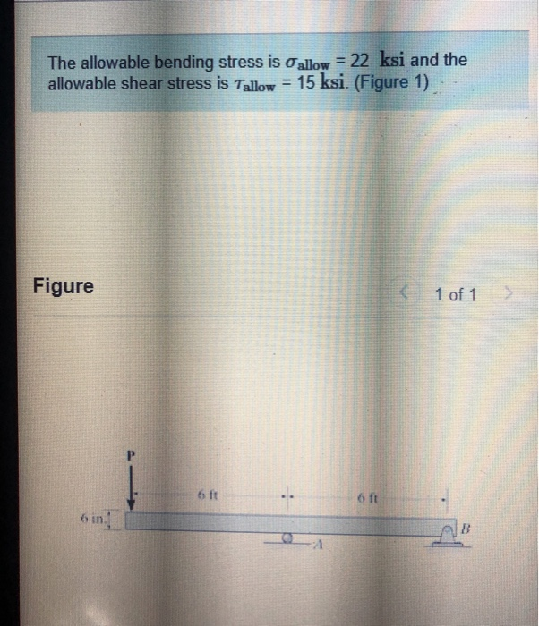 Solved The allowable bending stress is allow = 22 ksi and | Chegg.com