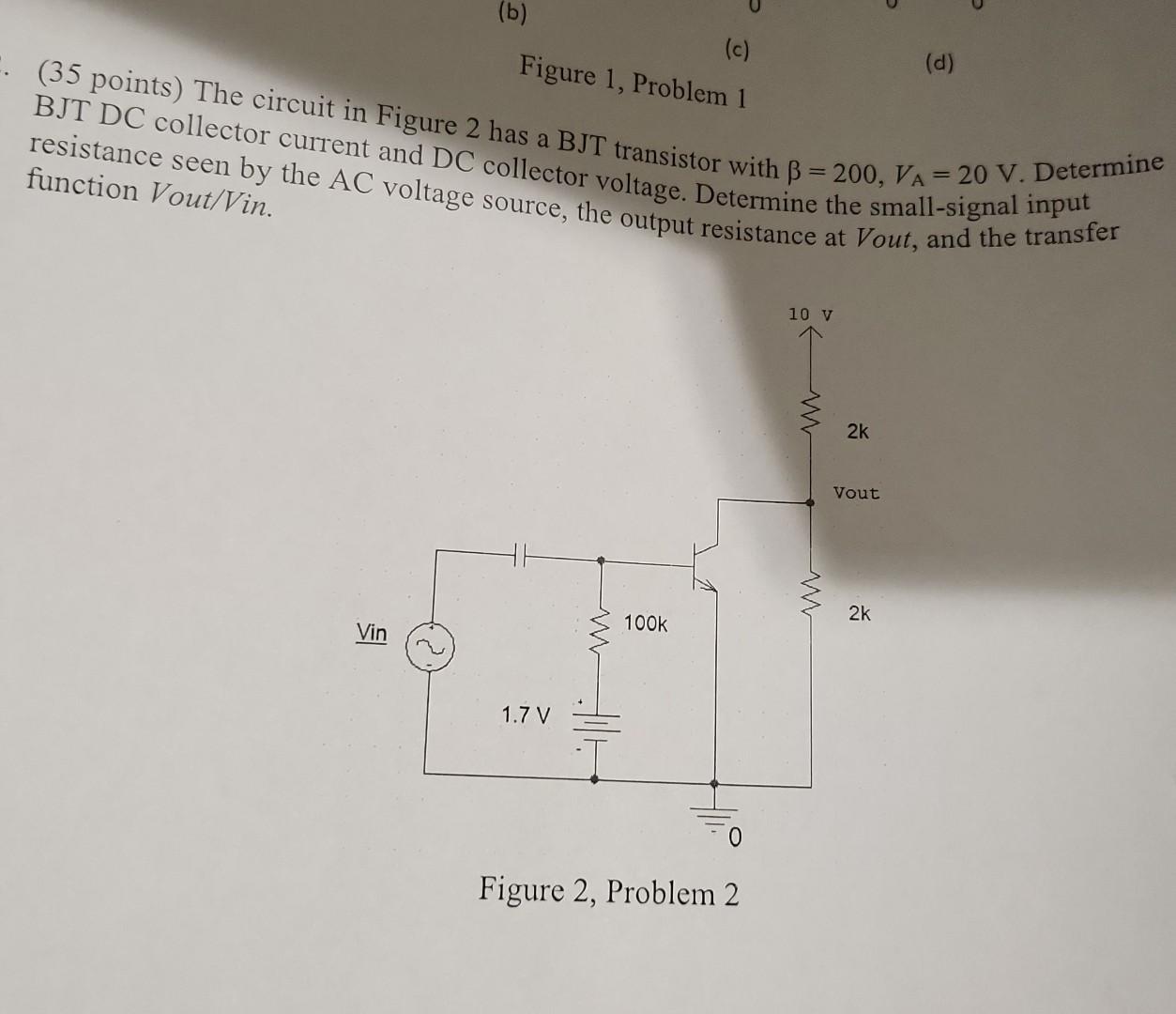 Solved (35 points) The circuit in BJT DC collector current | Chegg.com
