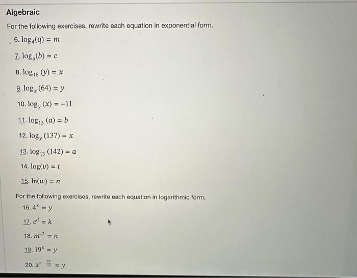Solved Functions ponential Functions Functions garithmic | Chegg.com