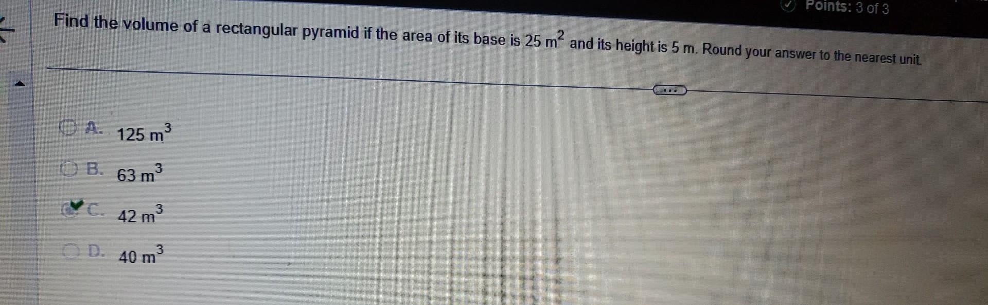 Solved Find the volume of a rectangular pyramid if the area | Chegg.com