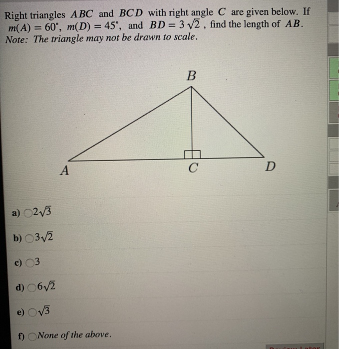 Solved Right triangles ABC and BCD with right angle C are | Chegg.com