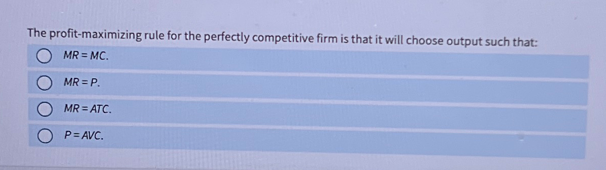 Solved The profit-maximizing rule for the perfectly | Chegg.com