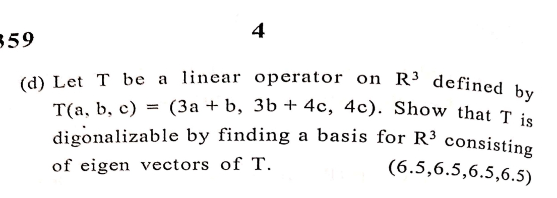 Solved 594(d) ﻿Let T ﻿be a linear operator on R3 ﻿defined by | Chegg.com