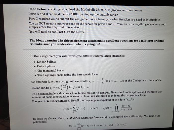 Solved Read before starting: download the Matlab file M316 | Chegg.com