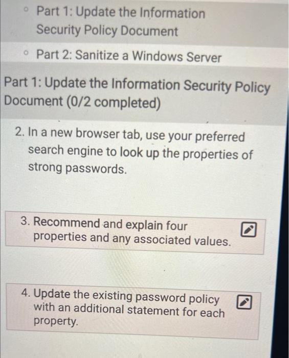 Solved Part 1: Update the Information Security Policy | Chegg.com