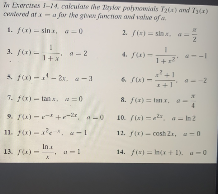 Solved In Exercises 1-14, calculate the Taylor polynomials | Chegg.com