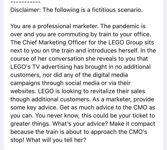 Solved Disclaimer: The following is a fictitious scenario. | Chegg.com