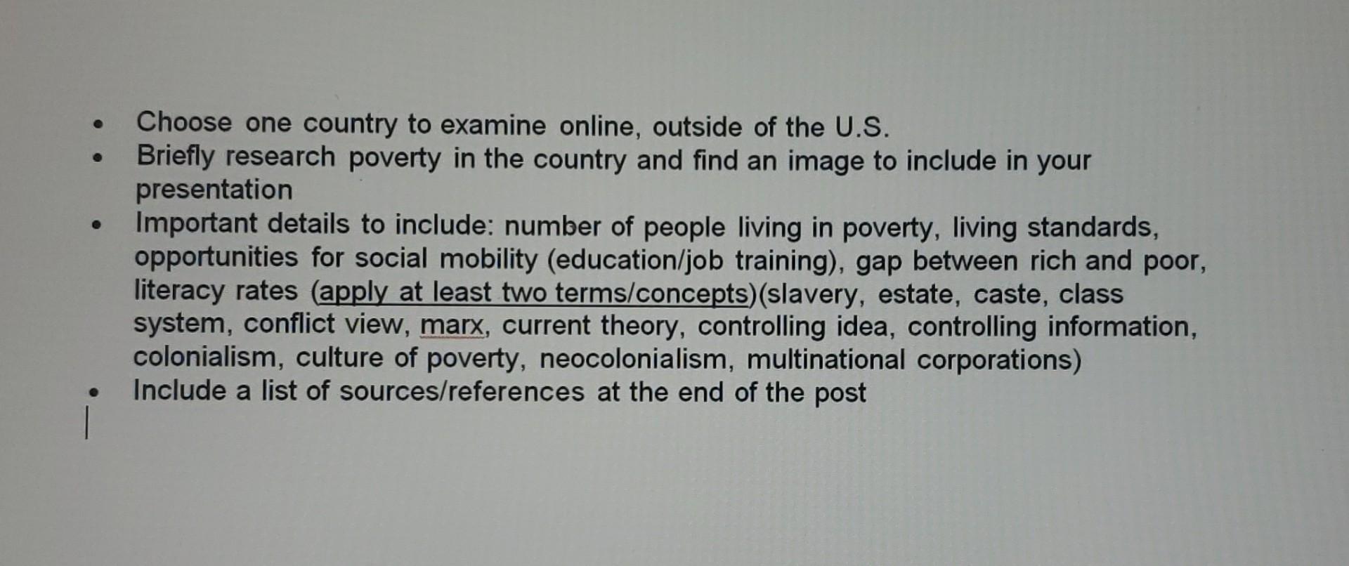 Choose one country to examine online, outside of | Chegg.com