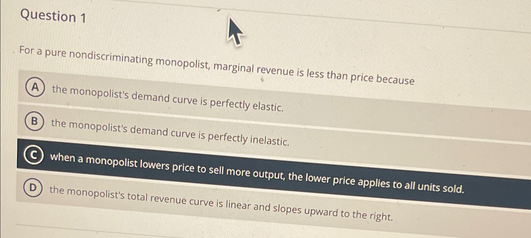 Solved Question 1For a pure nondiscriminating monopolist, | Chegg.com Solved Question 1For a pure nondiscriminating monopolist, | Chegg.com