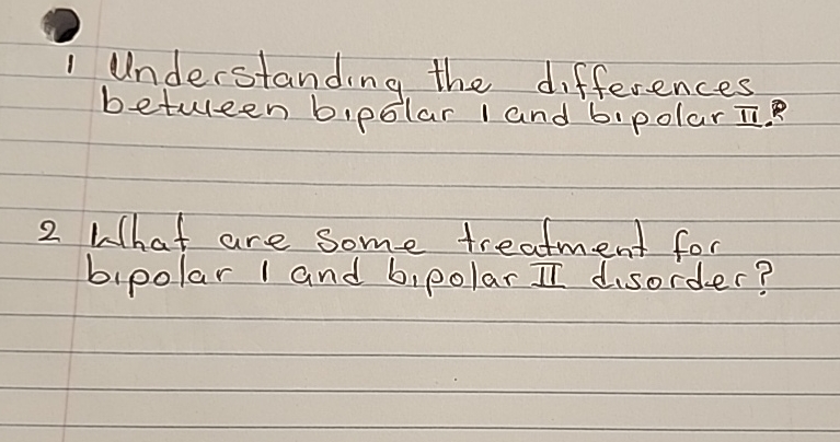 Solved 1 ﻿Understanding the differences betureen bipolar 1 | Chegg.com