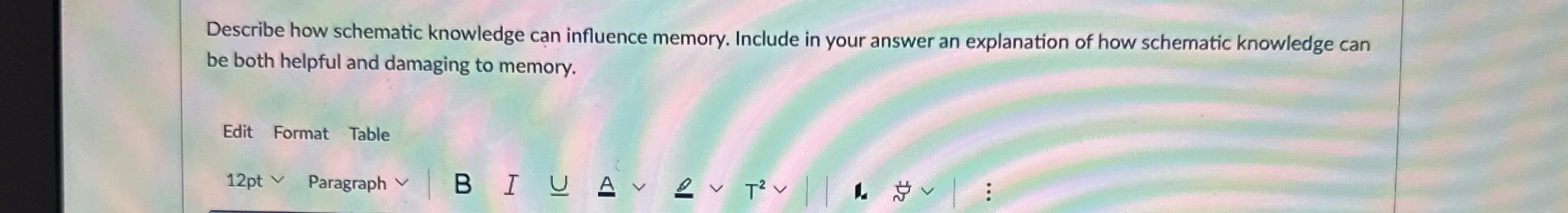 Solved Describe how schematic knowledge can influence | Chegg.com