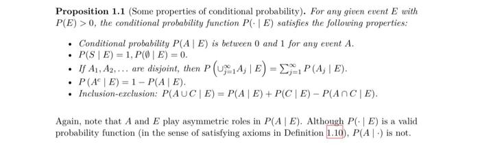 Solved Proposition 1.1 (Some properties of conditional | Chegg.com