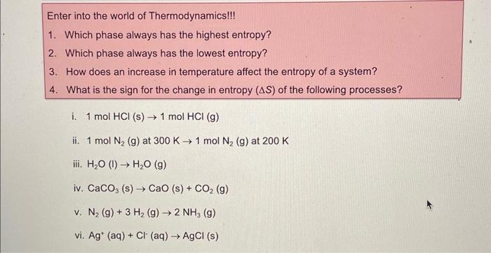 entropy. please help with all parts | Chegg.com