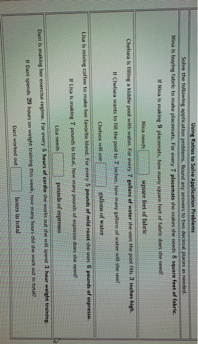 Solved Using Ratios to Solve Application Problems Solve the | Chegg.com