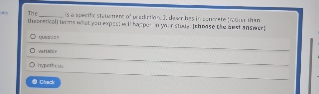 Solved The ﻿is a specific statement of prediction. It | Chegg.com