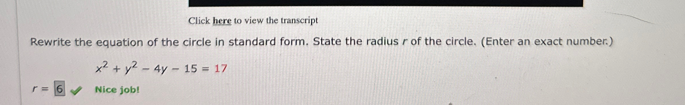 Solved Click here to view the transcriptRewrite the equation | Chegg.com