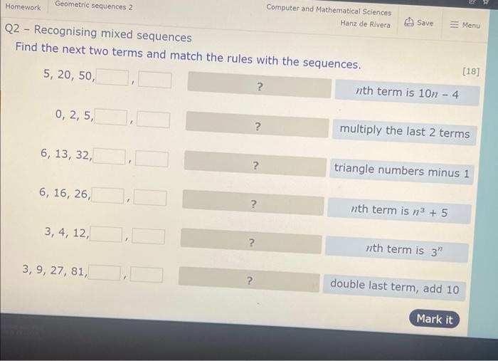 Solved २2-Recognising mixed sequencesQ2 - Dealing with | Chegg.com