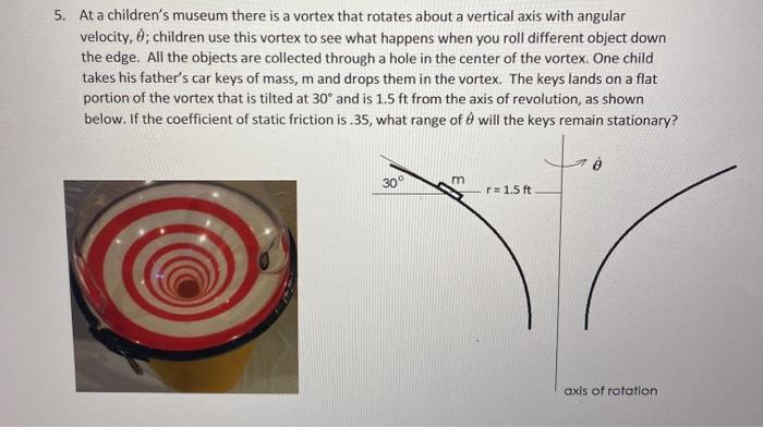 Solved 5. At a children's museum there is a vortex that | Chegg.com