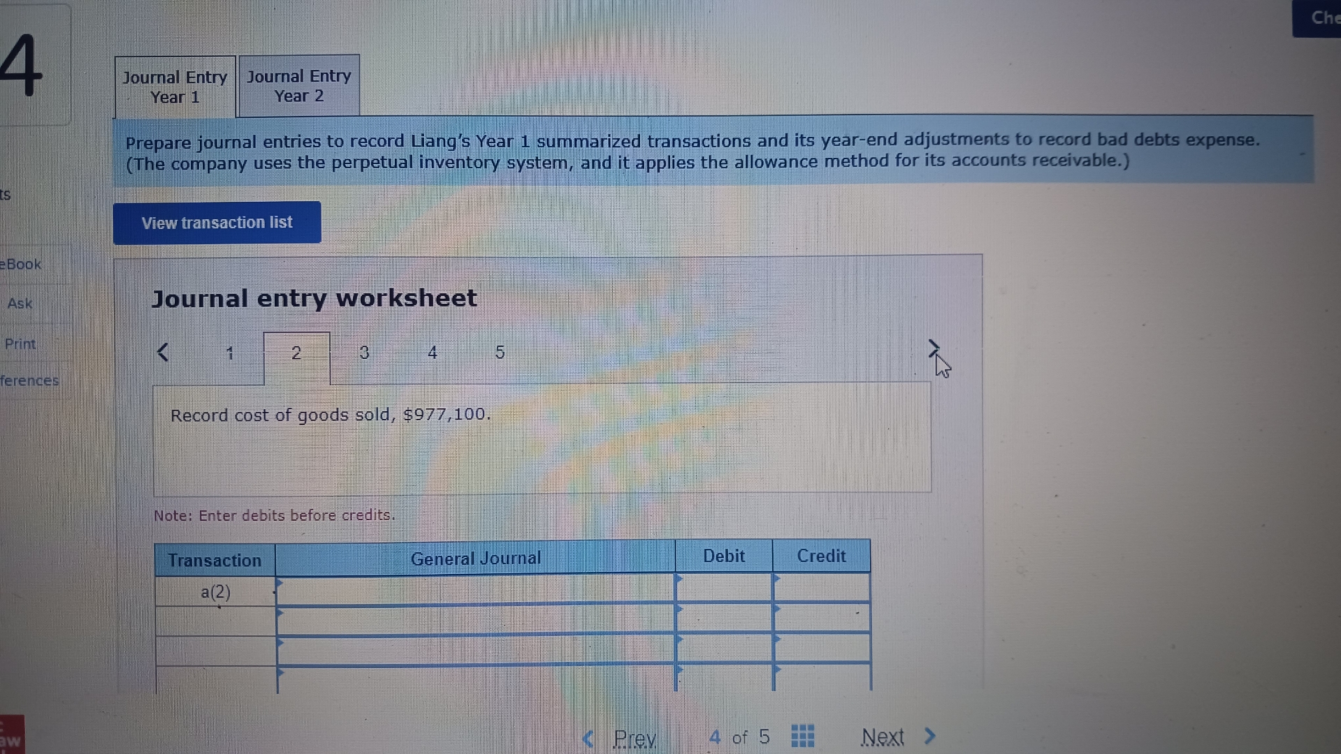 Solved Journal EntryJournal EntryYear 1Year 2Prepare journal | Chegg.com