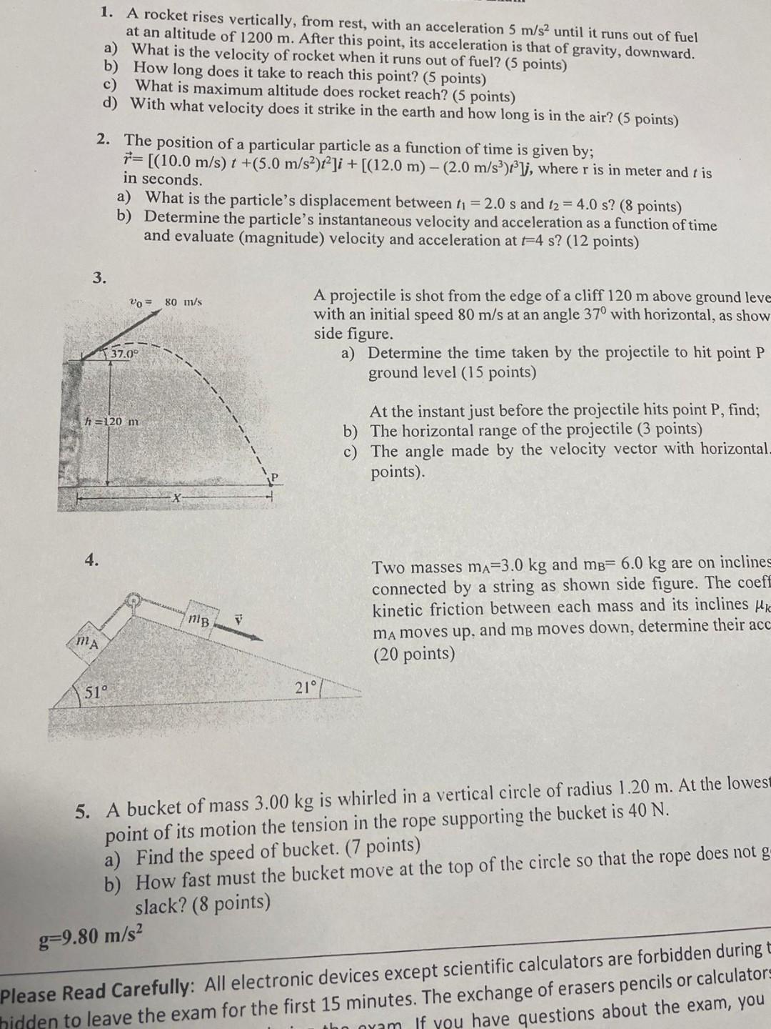 Solved 3. 20= 80 m/s 37.0° h 120 m A projectile is shot from | Chegg.com