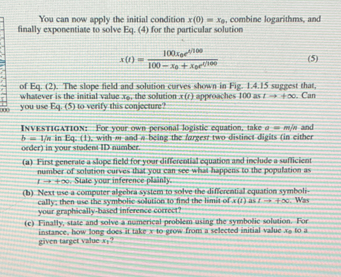Solved You can now apply the initial condition x(0)=x0, | Chegg.com