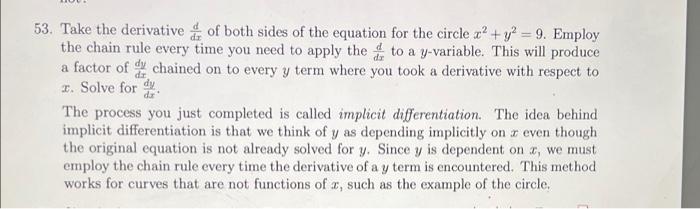 Solved 53. Take the derivatives of both sides of the | Chegg.com