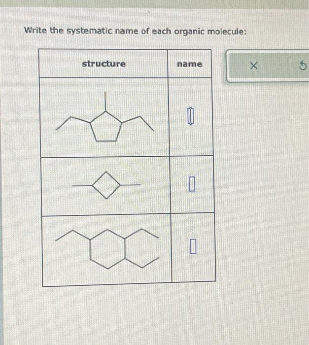 Solved Write the systematic name of each organic molecule: | Chegg.com