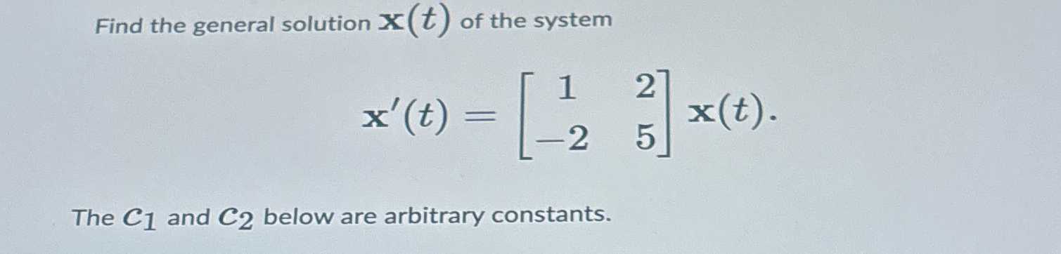 Solved Find the general solution x(t) ﻿of the | Chegg.com